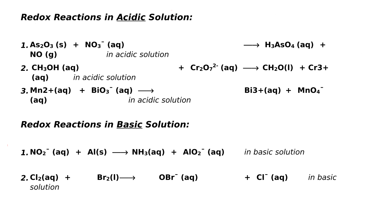 Solved Redox Reactions in Acidic Solution: 1. As2O3( | Chegg.com