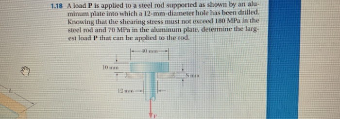 Solved 1.18 A load P is applied to a steel rod supported as | Chegg.com