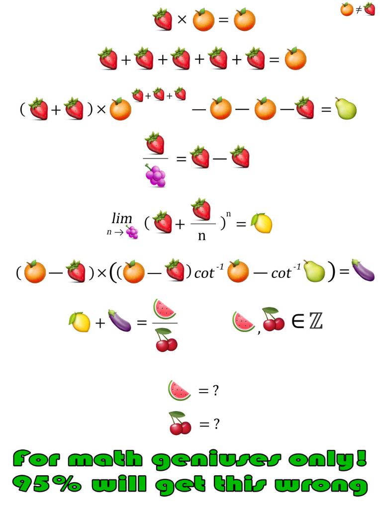 Solved So far I understand that Strawberry=1, Orange=5, | Chegg.com