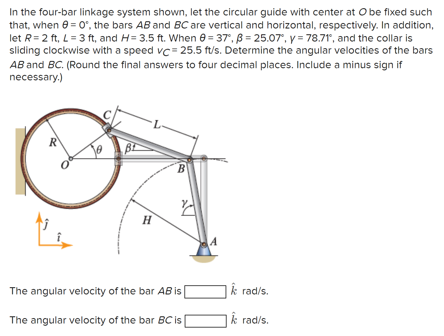 Solved In the four-bar linkage system shown, let the | Chegg.com