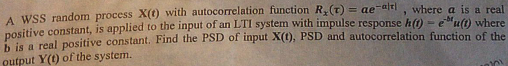 Solved A WSS random process X(with autocorrelation function | Chegg.com