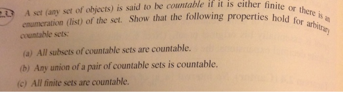 Solved A set (any set of objects) is said to be countable it | Chegg.com