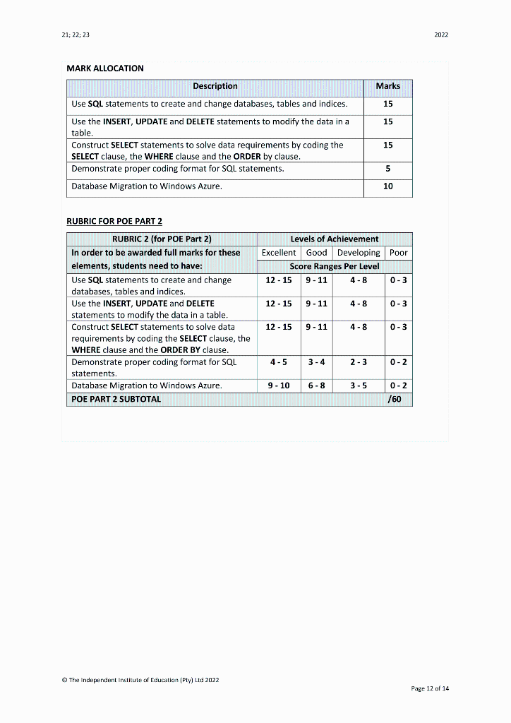 Solved 21; 22; 23 POE Part 2 - Data, Queries and Migration | Chegg.com