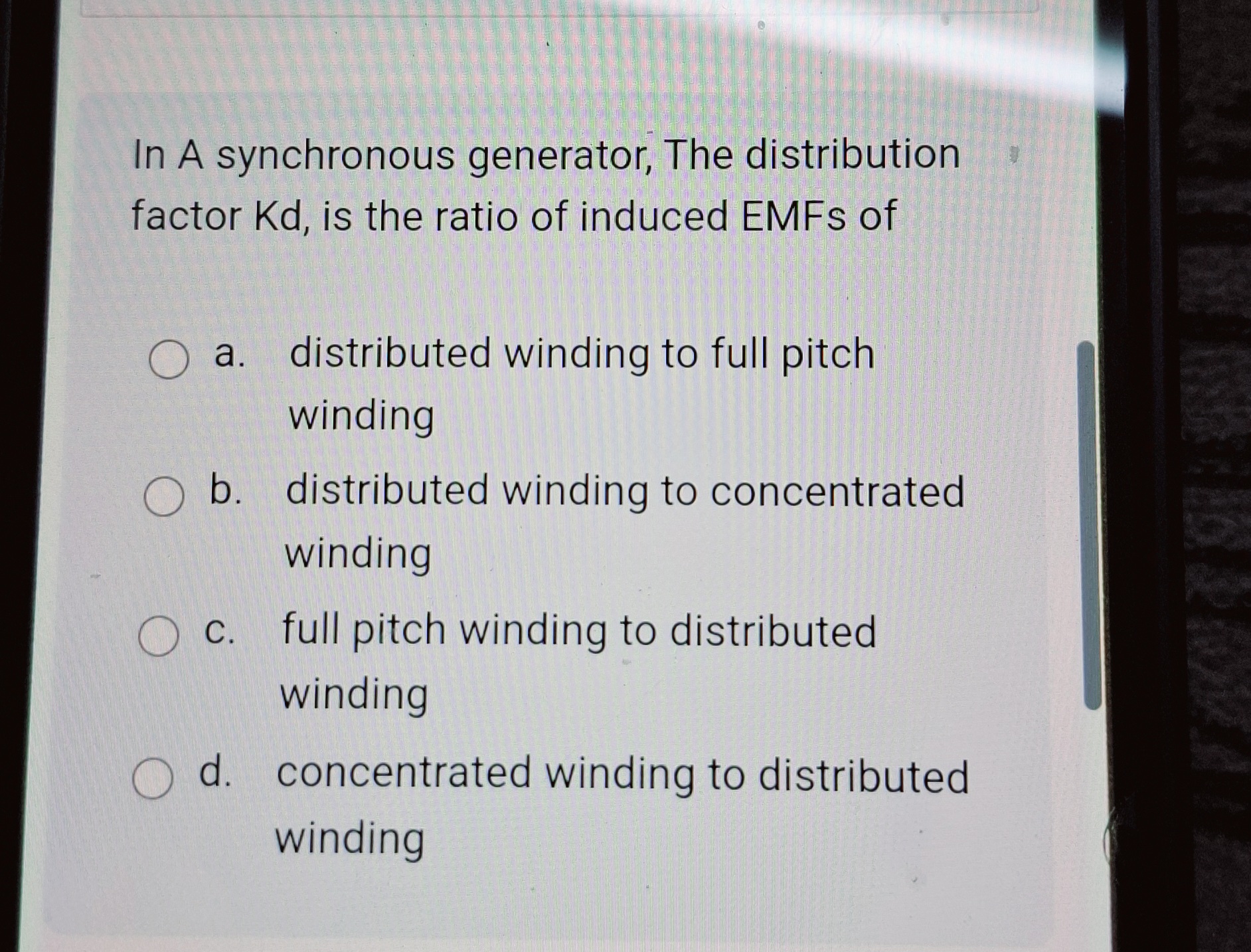 Solved In A synchronous generator, The distribution factor | Chegg.com