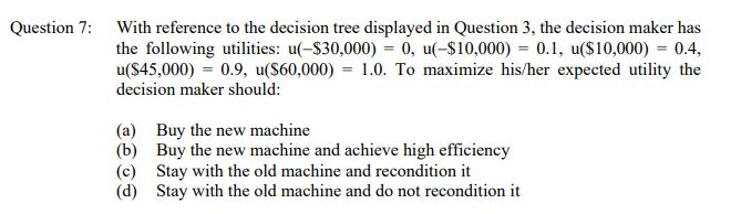 Solved Question 3: Consider the following decision tree: | Chegg.com