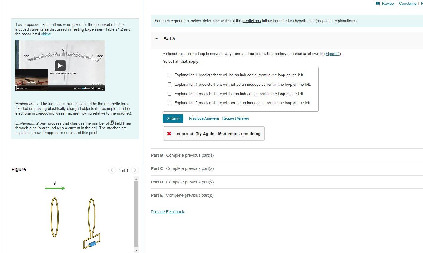 Solved For each experiment below, determine which of the | Chegg.com
