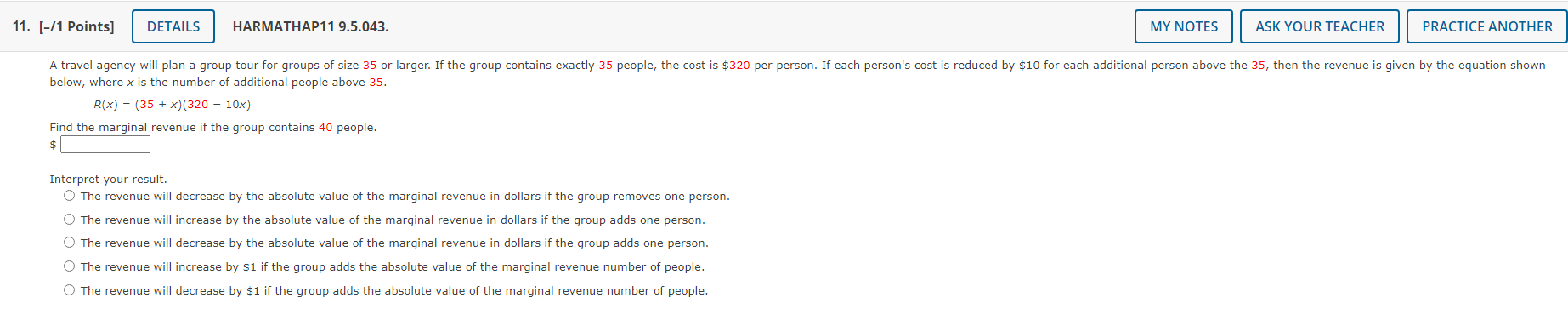 Solved below, where x is the number of additional people | Chegg.com