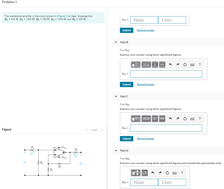 Solved Part A) Find h11 Express your answer to three | Chegg.com