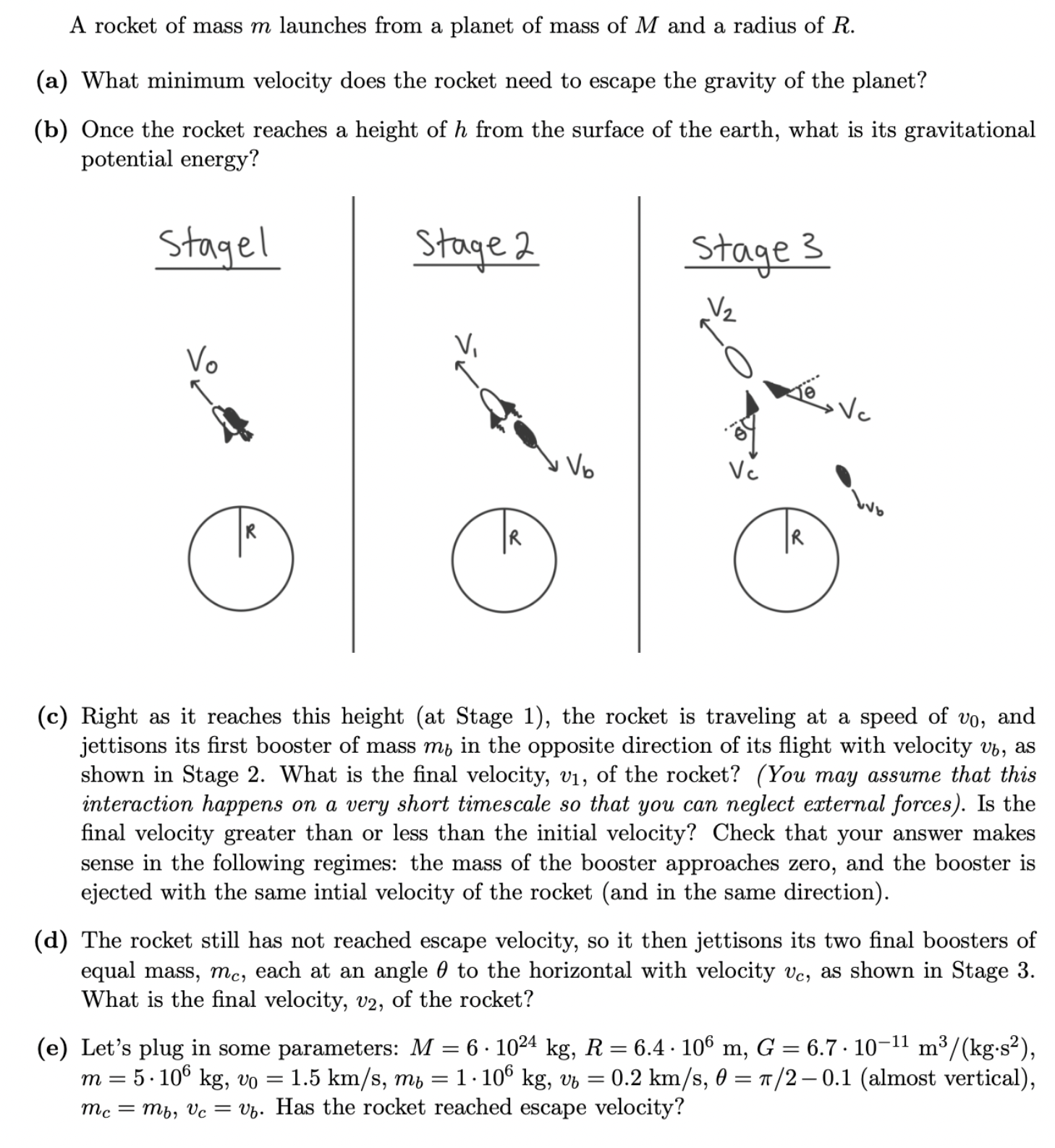 Solved A rocket of ﻿mass m ﻿launches from a planet of ﻿mass | Chegg.com