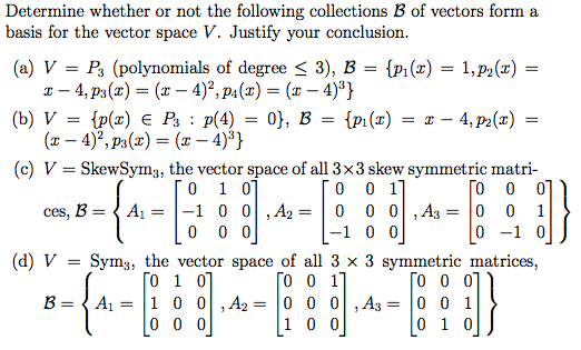 Solved Determine whether or not the following collections B | Chegg.com