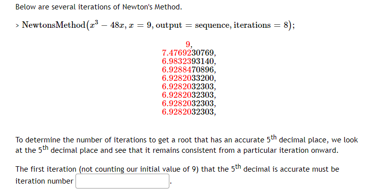 Solved Below are several iterations of Newton's Method. > | Chegg.com