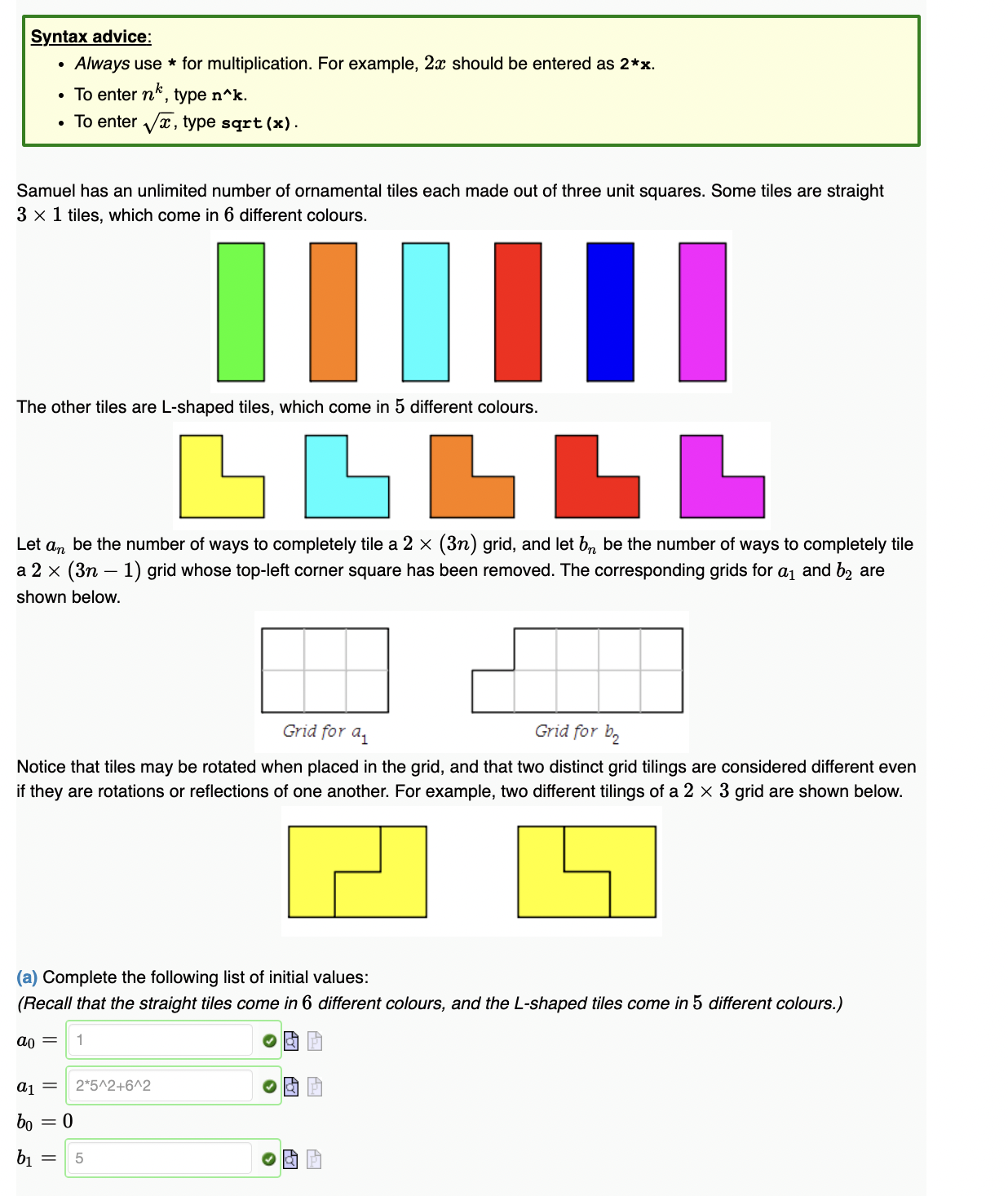 Solved Syntax advice: - Always use ∗ for multiplication. For | Chegg.com