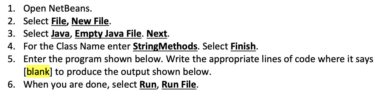 Solved 1. Open NetBeans. 2. Select File, New File. 3. Select | Chegg.com