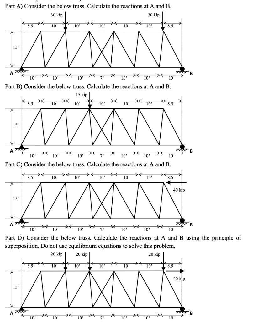 Solved Part A) Consider the below truss. Calculate the | Chegg.com