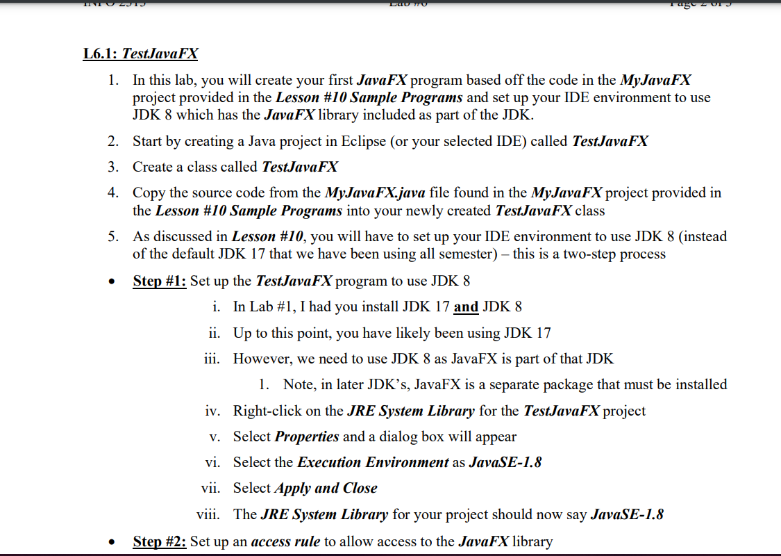 Solved L6.1: TestJavaFX 1. In this lab, you will create your | Chegg.com