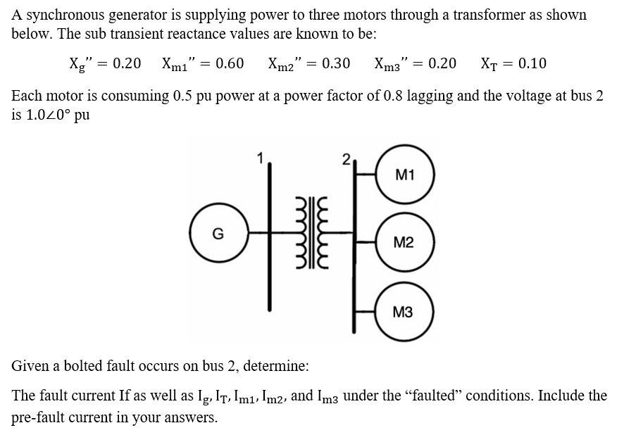 Solved A synchronous generator is supplying power to three | Chegg.com