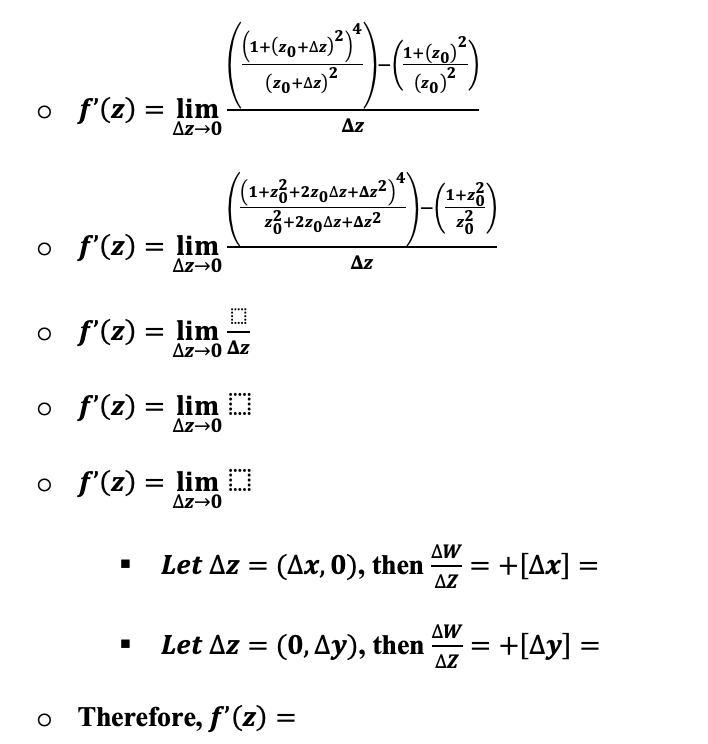 Solved 2.20.2 Use the rules for derivatives to compute f′(z) | Chegg.com