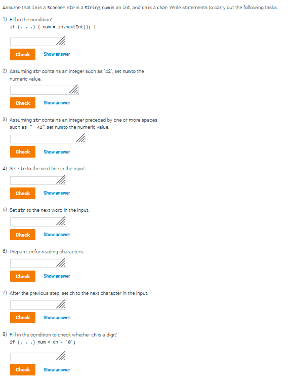 Solved Assume that in is a scanner, stris a string, num is | Chegg.com
