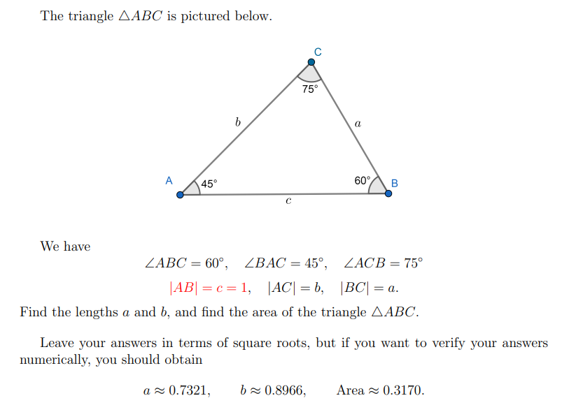 Solved The triangle ABC is pictured below. We have | Chegg.com