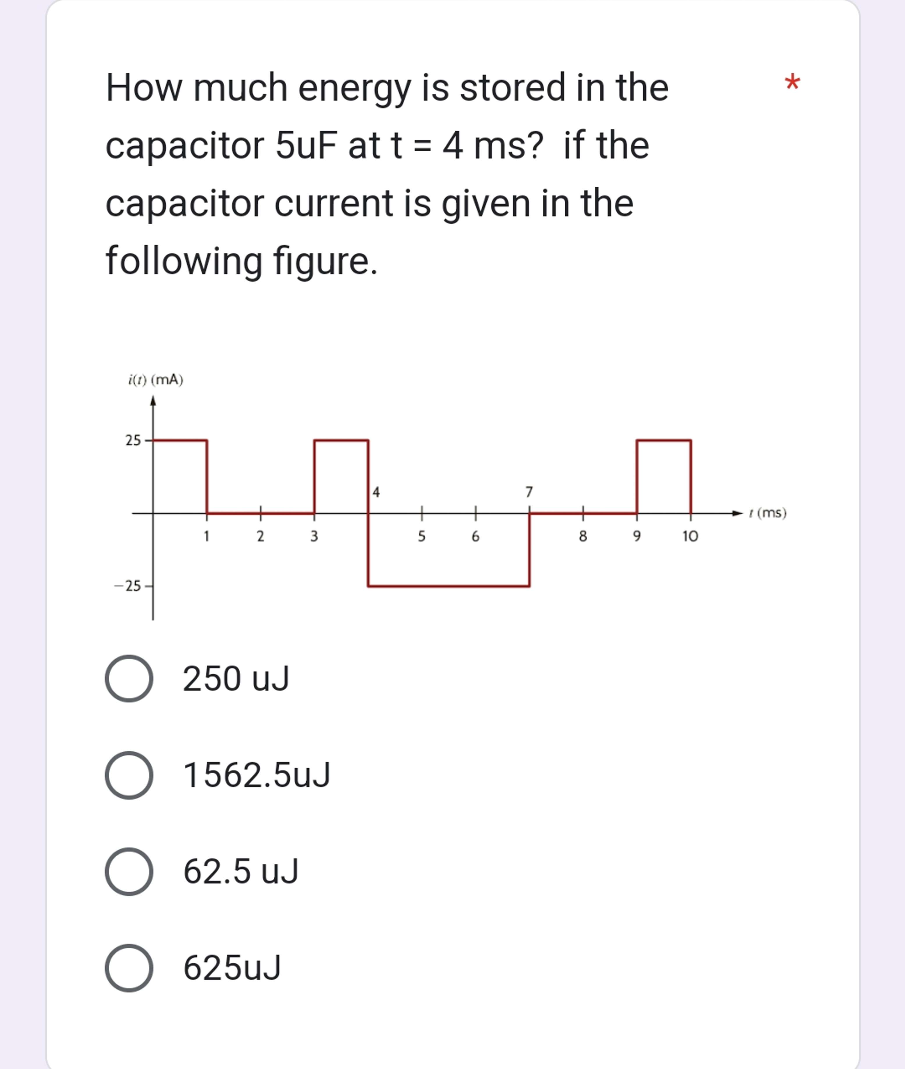 Solved How much energy is stored in thecapacitor 5uF ﻿at | Chegg.com