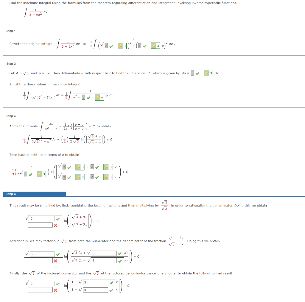 Solved Find the indefinite integral using the formulas from | Chegg.com