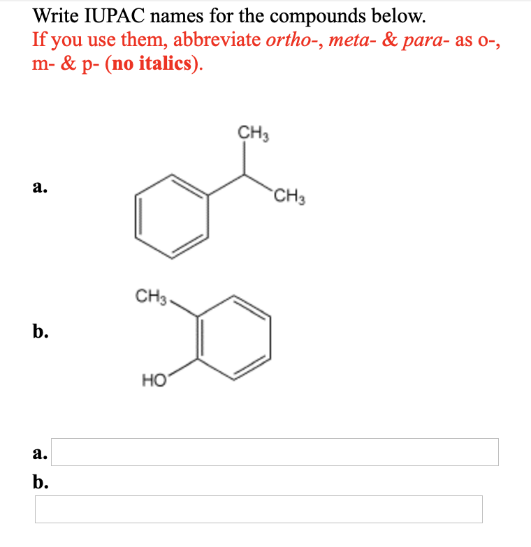 Solved Write IUPAC names for the compounds below. If you use | Chegg.com