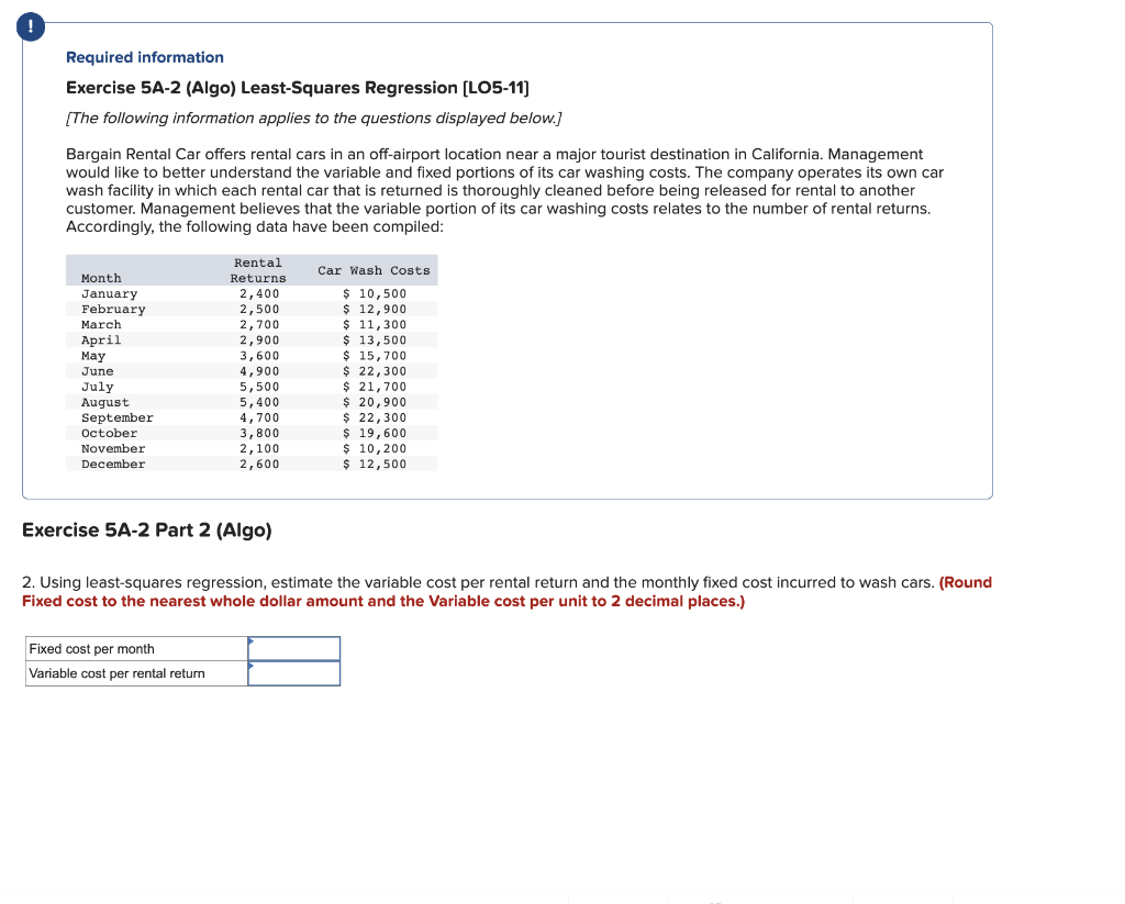 Solved Exercise 5A-2 (Algo) Least-Squares Regression | Chegg.com
