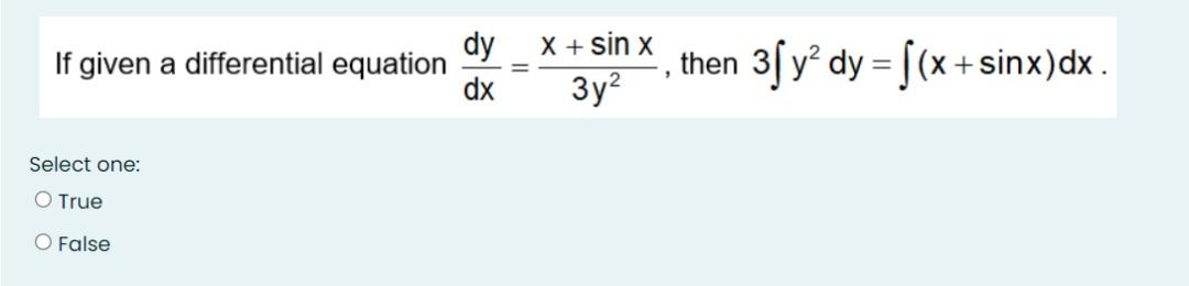 Solved If given a differential equation dy dx X + sin x Зу? | Chegg.com