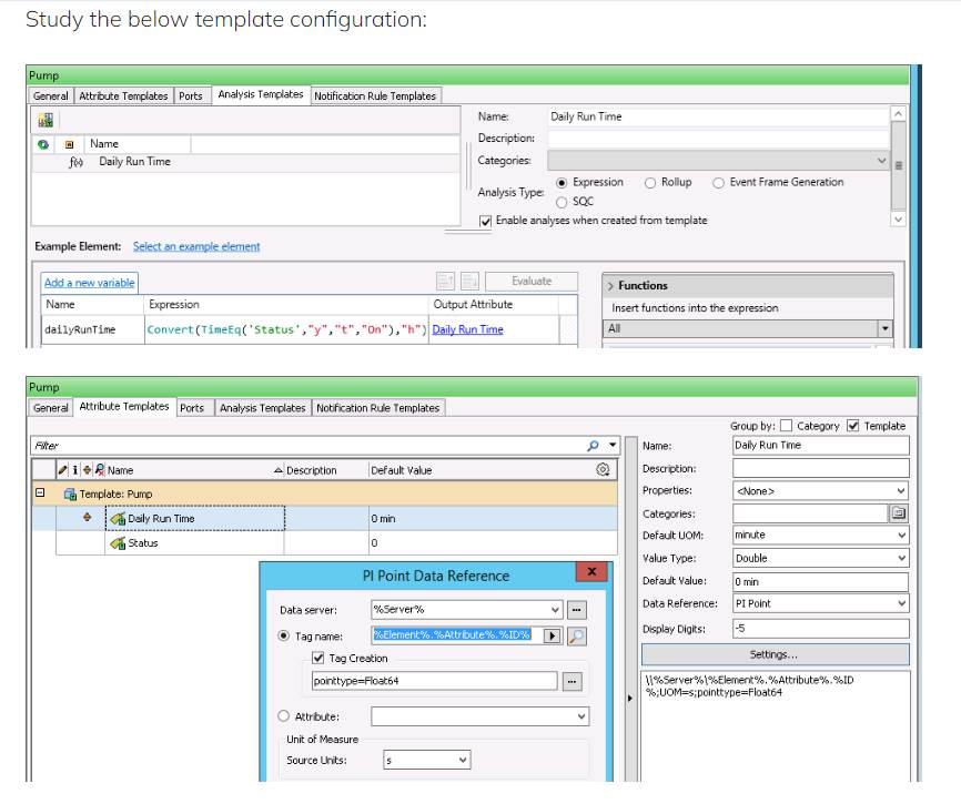 Solved Study the below template configuration: Pump General | Chegg.com