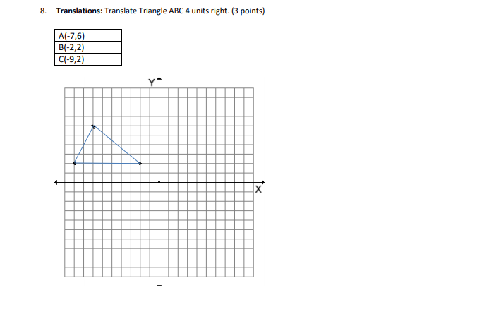 Solved 8. Translations: Translate Triangle ABC 4 units | Chegg.com