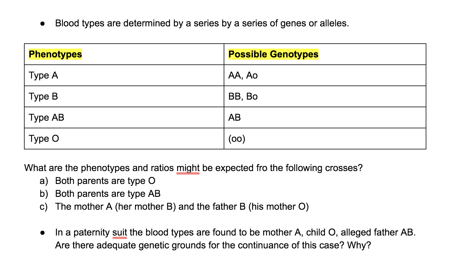 Solved • Blood types are determined by a series by a series | Chegg.com