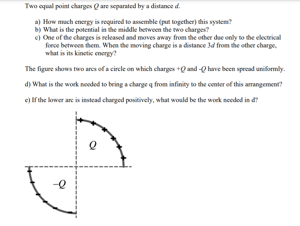 Solved Two equal point charges Q are separated by a distance | Chegg.com