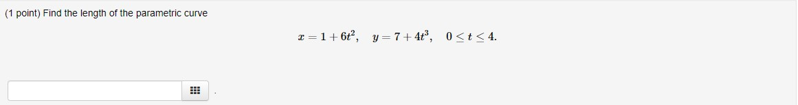 Solved (1 point) Find the length of the parametric curve | Chegg.com