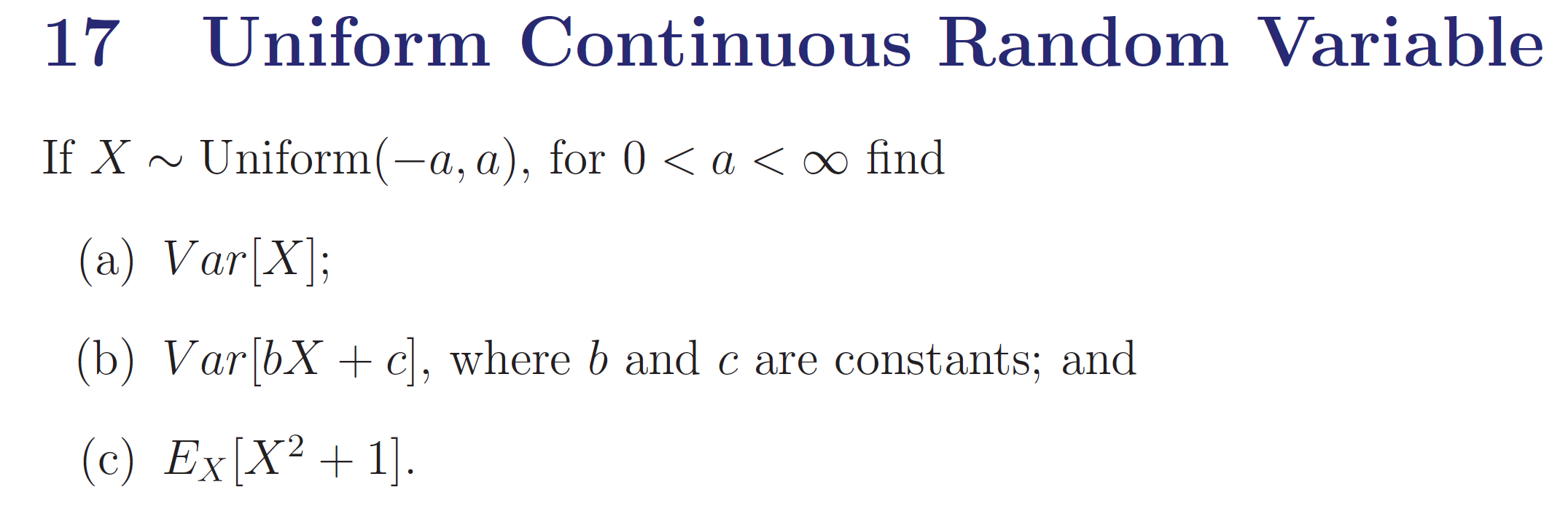 Solved 17 Uniform Continuous Random Variable If X ~ | Chegg.com