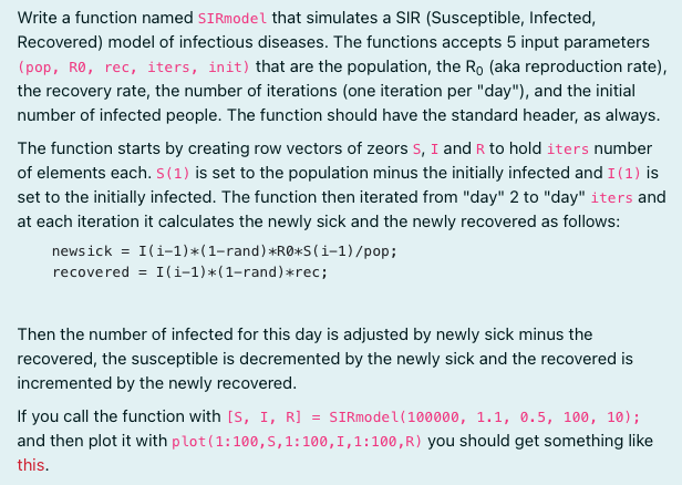 Solved Write a function named SIRmodel that simulates a SIR | Chegg.com
