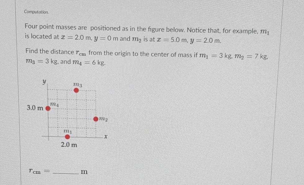 Solved Computation Four point masses are positioned as in | Chegg.com