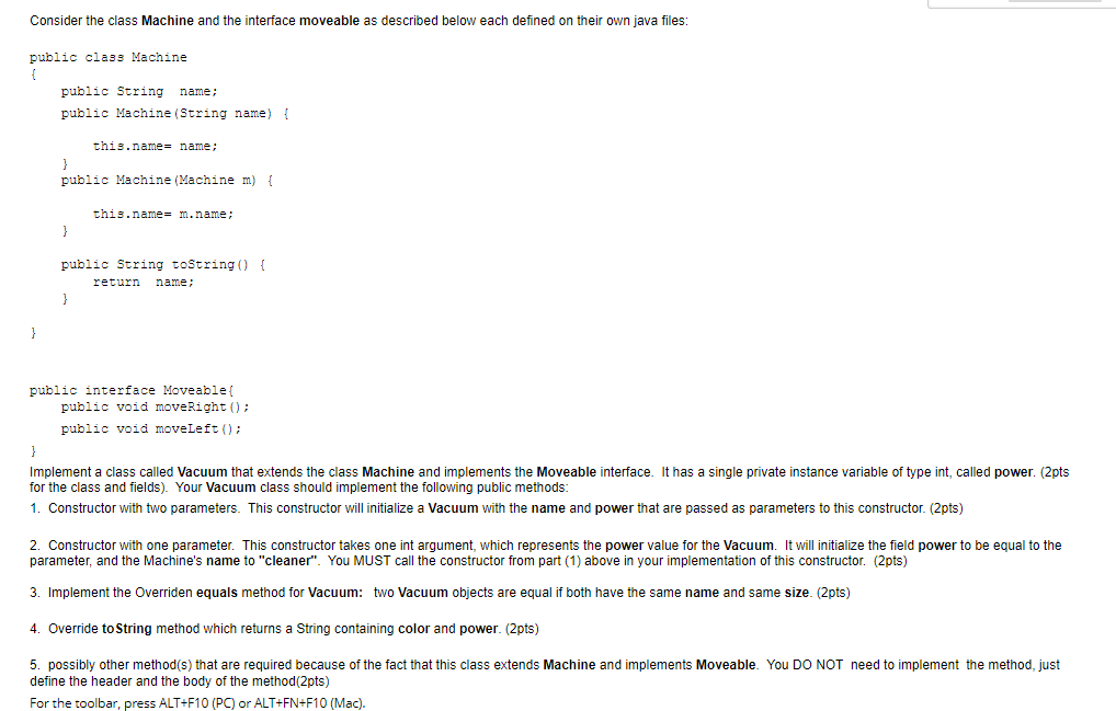 Solved Consider the class Machine and the interface moveable | Chegg.com