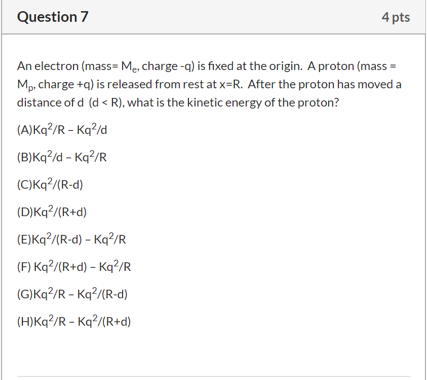 Solved Question 7 4 Pts An Electron Mass Me Charge Q Is