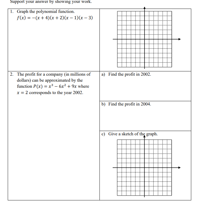 Solved Support your answer by showing your work. 1. Graph | Chegg.com