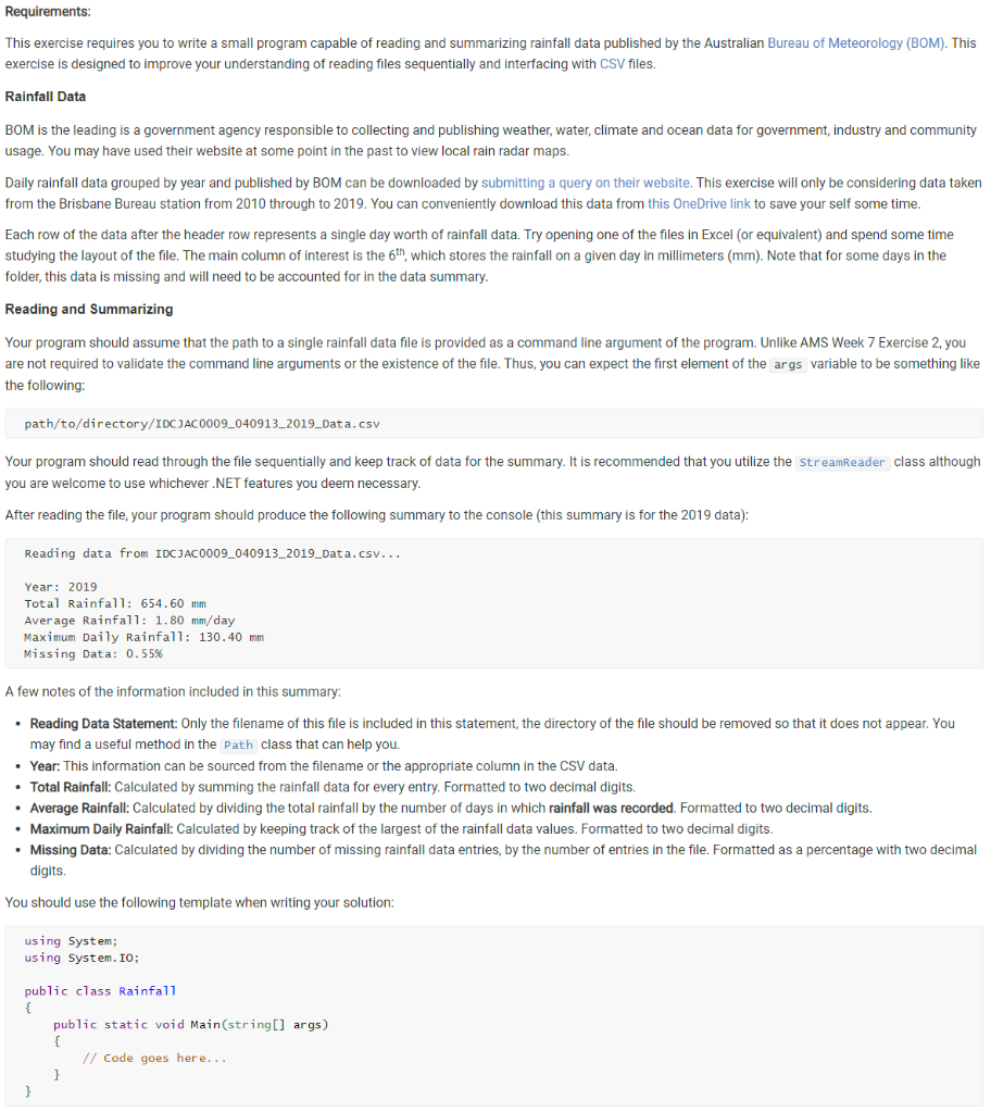 Solved Requirements: This exercise requires you to write a | Chegg.com