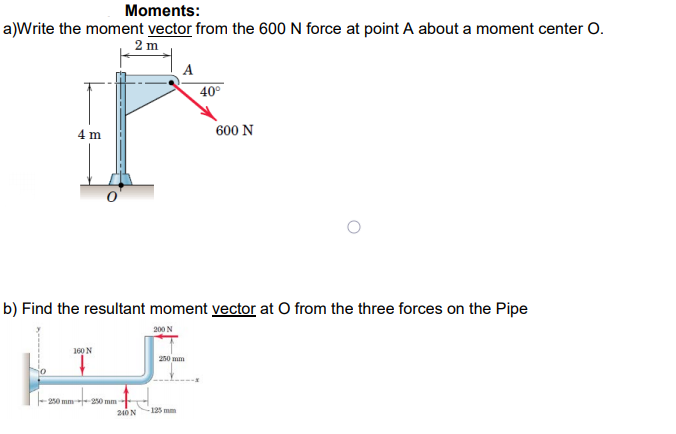 Solved Moments a)Write the moment vector from the 600 N | Chegg.com