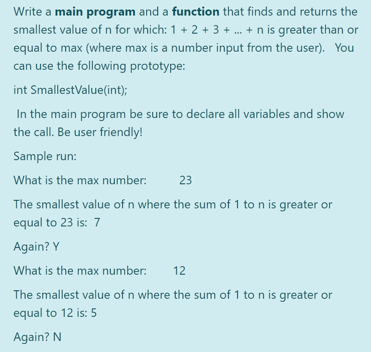 Solved Write a main program and a function that finds and | Chegg.com