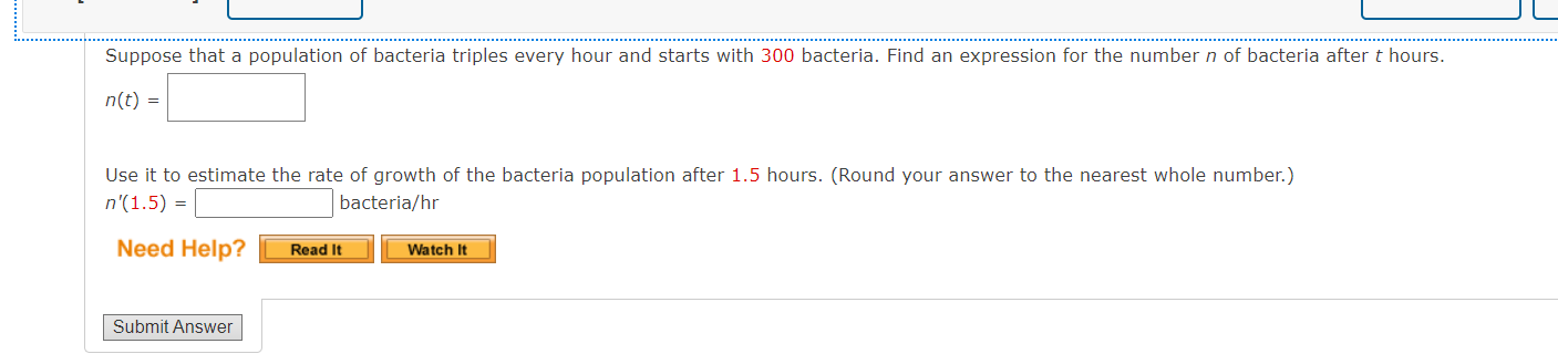 Solved Suppose that a population of bacteria triples every | Chegg.com