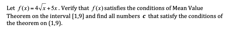 Solved Let f(x)=4x2+5x. ﻿Verify that f(x) ﻿satisfies the | Chegg.com