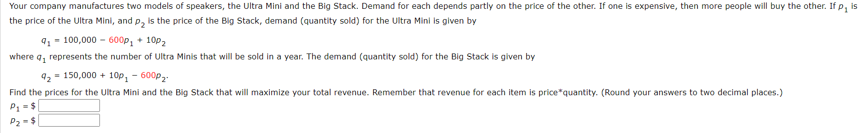 Solved Your company manufactures two models of speakers, the | Chegg.com