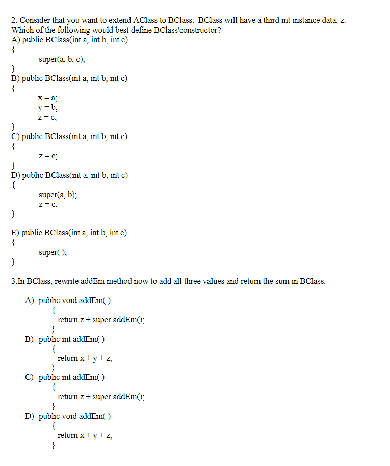 Solved ions below, consider the following class lic class | Chegg.com