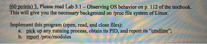 (60 points) 3, Please read Lab 3.1-Observing OS | Chegg.com