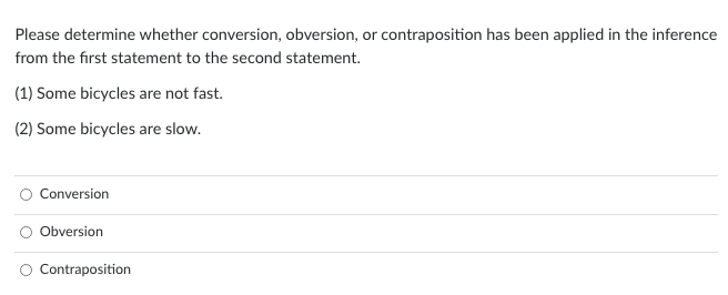 Solved Please determine whether conversion, obversion, or | Chegg.com