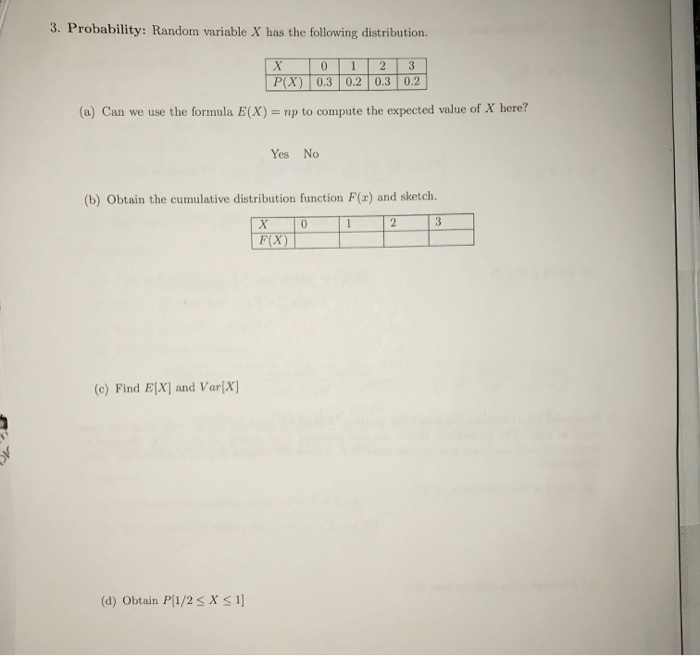 Solved Random variable X has the following distribution. | Chegg.com