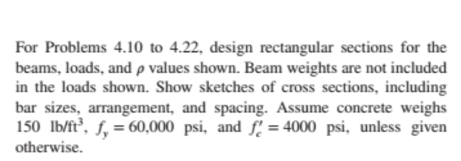 Solved For Problems 4.10 to 4.22, design rectangular | Chegg.com